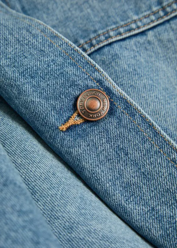Tory Burch Logo Washed Denim Barn Jacket