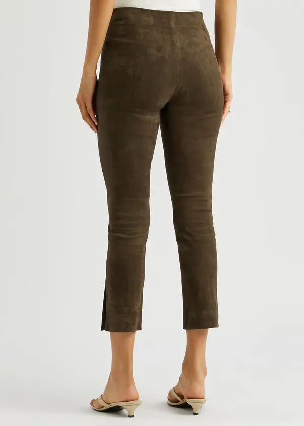 Vince Split-cuff Suede Trousers - Brown