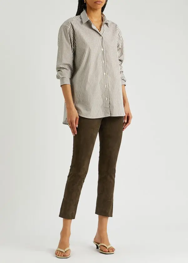 Vince Split-cuff Suede Trousers - Brown