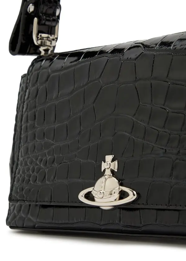 VIVIENNE WESTWOOD Hazel Croc Effect Patent Leather Shoulder Bag