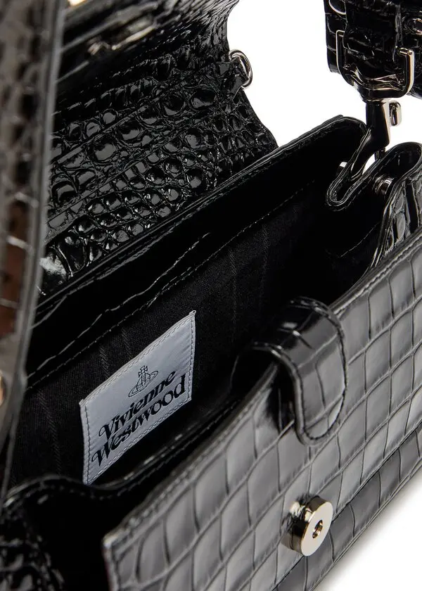 VIVIENNE WESTWOOD Hazel Croc Effect Patent Leather Shoulder Bag