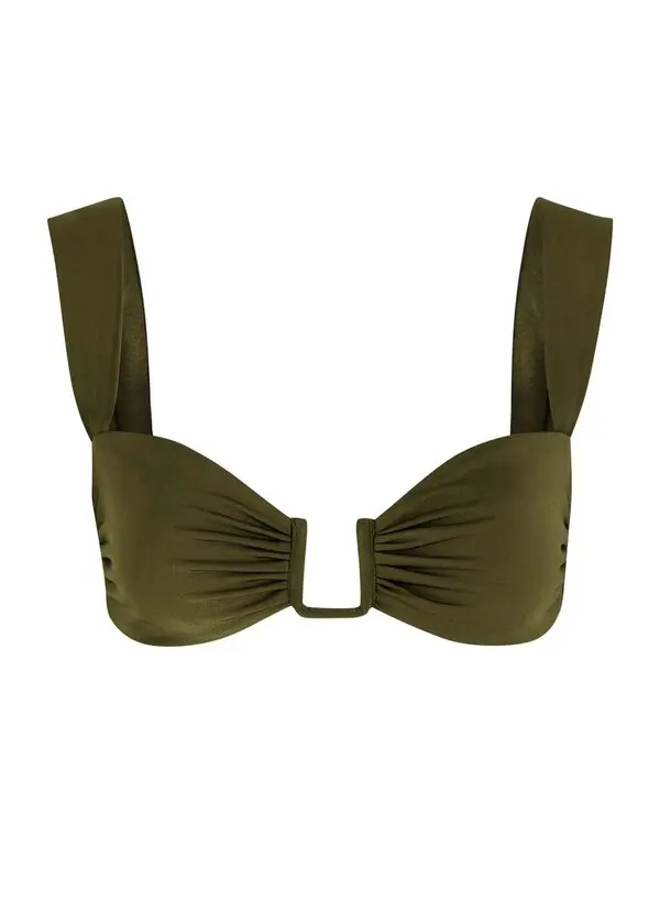 AWAY THAT DAY Cannes Gathered Bikini Top - Olive