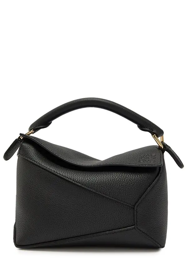 Loewe Puzzle Edge Mini Grained Leather Top Handle Bag - Black