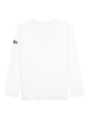 Play Comme Des Garcon Ss25 X Invader Double Pixel Heart Long Sleeve T-shirt - White