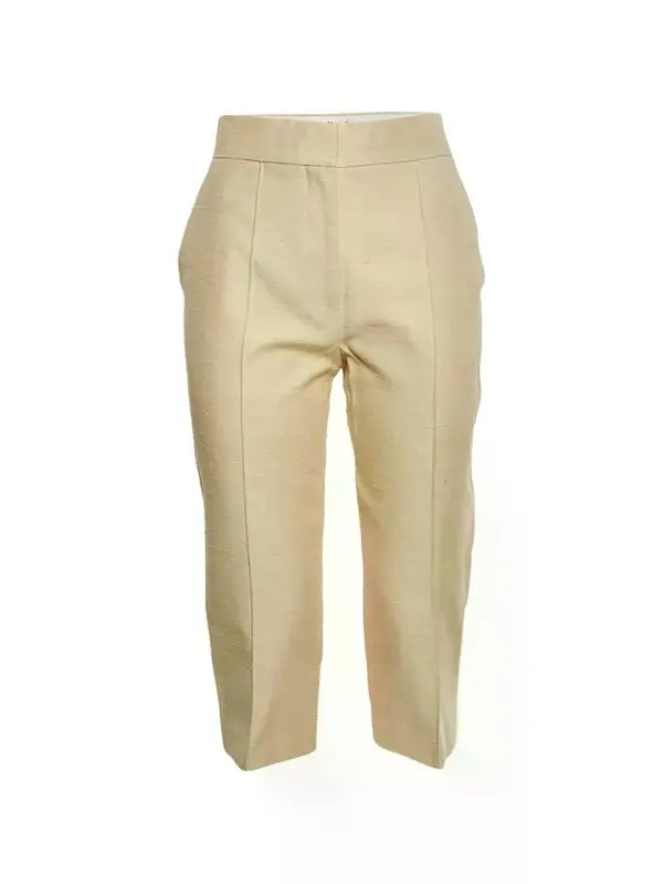 Dior Beige Silk Pressed Crease Trousers