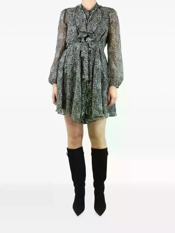 Saloni Ruffled Leopard Print Midi Dress