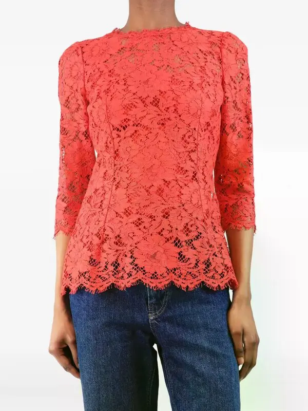 Dolce & Gabbana Lace Three-quarter Sleeve Blouse - Red