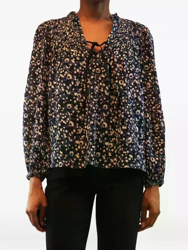 Ulla Johnson Floral Print Tie Neck Blouse