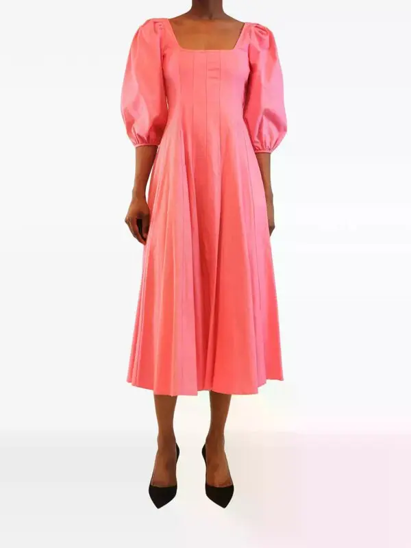 Staud Puff-sleeve Midi Dress