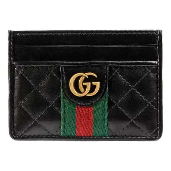 Gucci Gg Logo Cowhide Card Package - Black/red/green