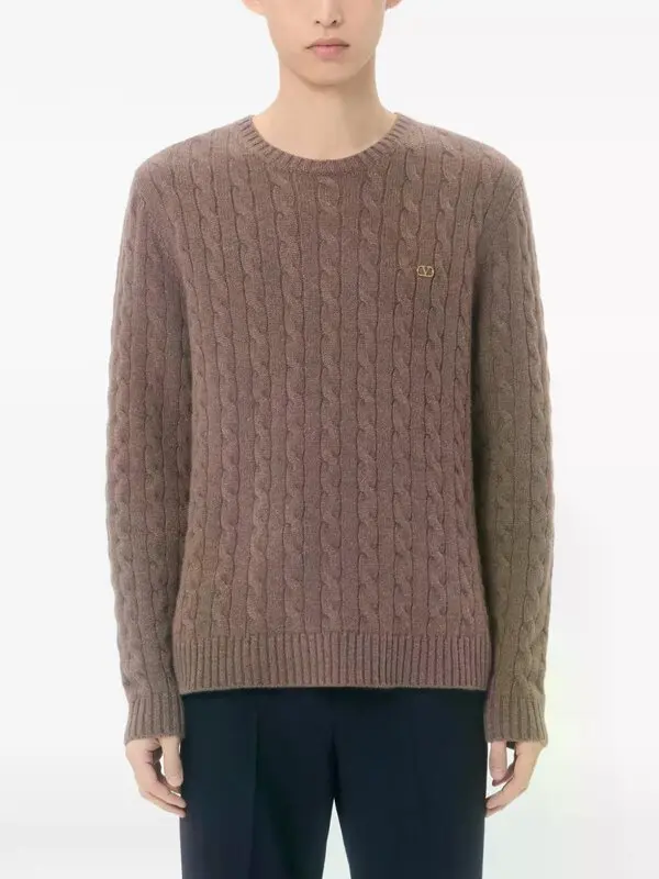 Valentino Garavani Cable Knit Cashmere Jumper With Vlogo Detail