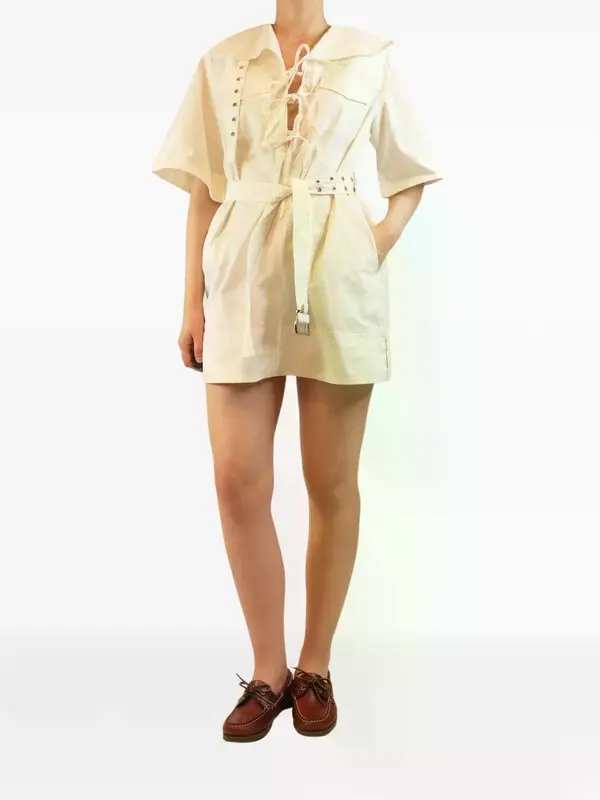 GANNI Belted Mini Day Dress With Eyelet Belt