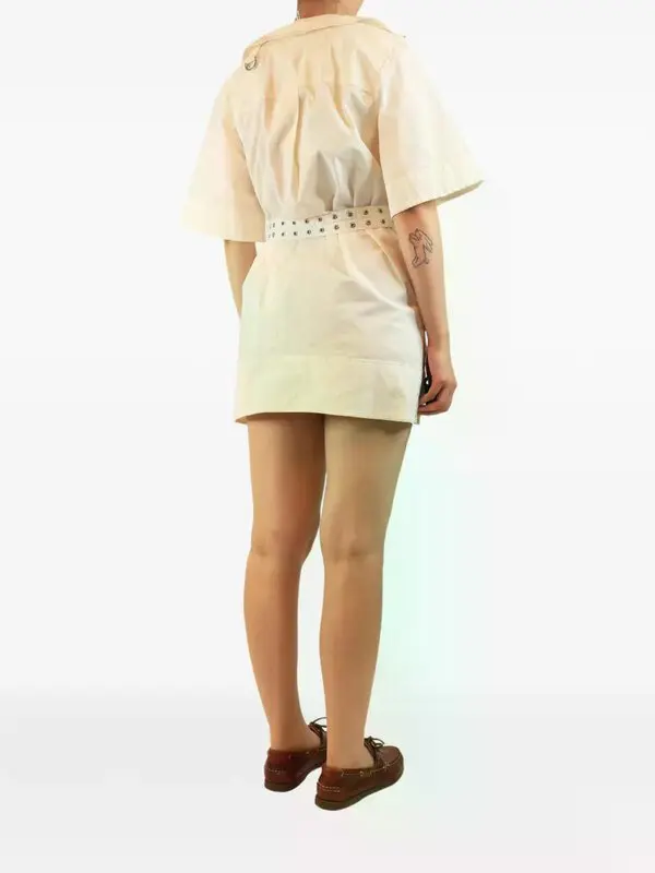 GANNI Belted Mini Day Dress With Eyelet Belt