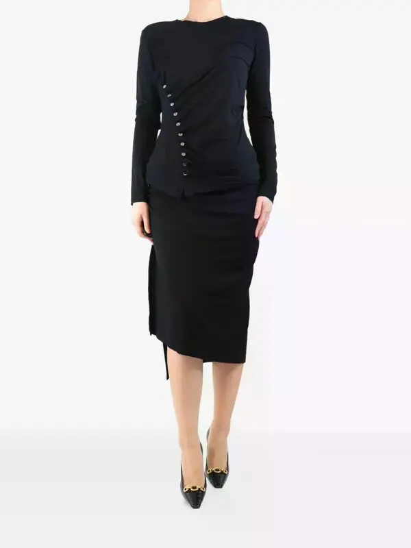 Rabanne Ruched Button-detail Top And Skirt Set
