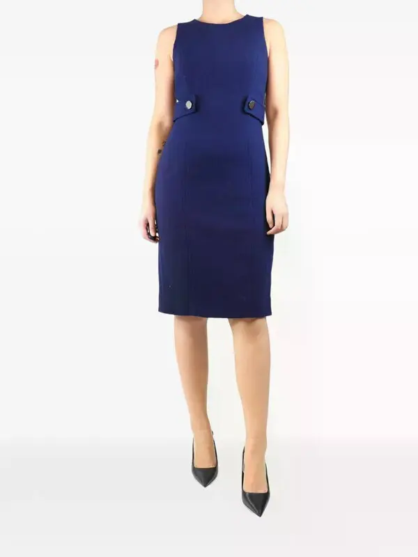 Michael Kors Sleeveless Buttoned Tabs Midi Dress