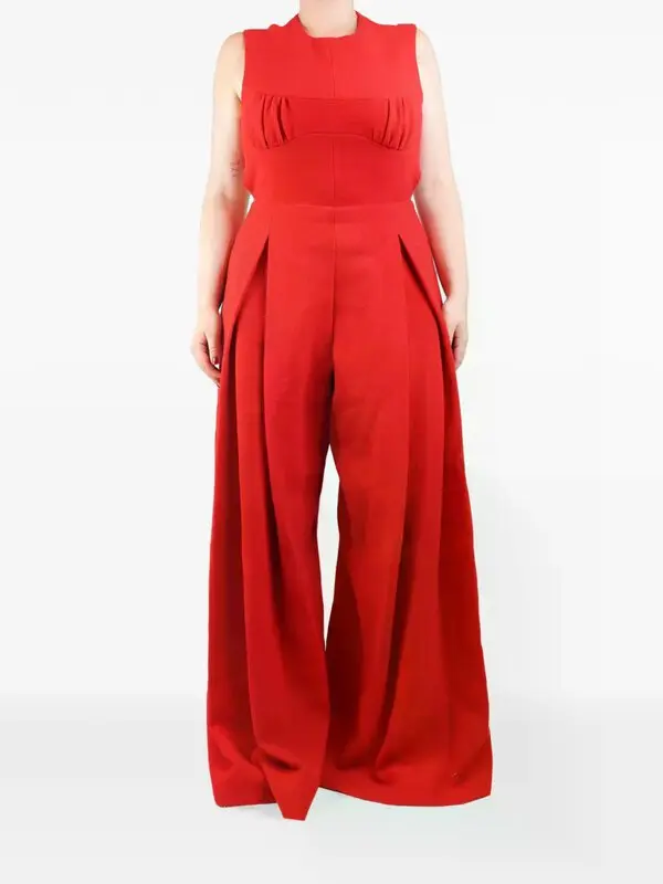 EMILIA WICKSTEAD Wool Crepe Wide-leg Jumpsuit - Red