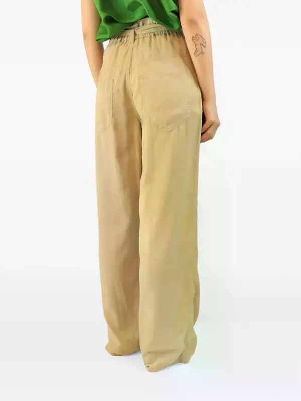 MARANT ETOILE Beige Paperbag Waist Belted Wide Leg Trousers