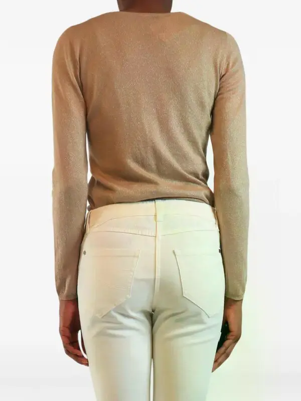 Brunello Cucinelli Lurex Fine-knit Long-sleeve Sweater - Brown