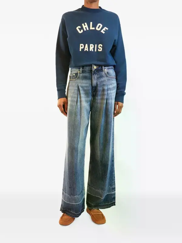 GANNI Pleated Wide-leg Jeans