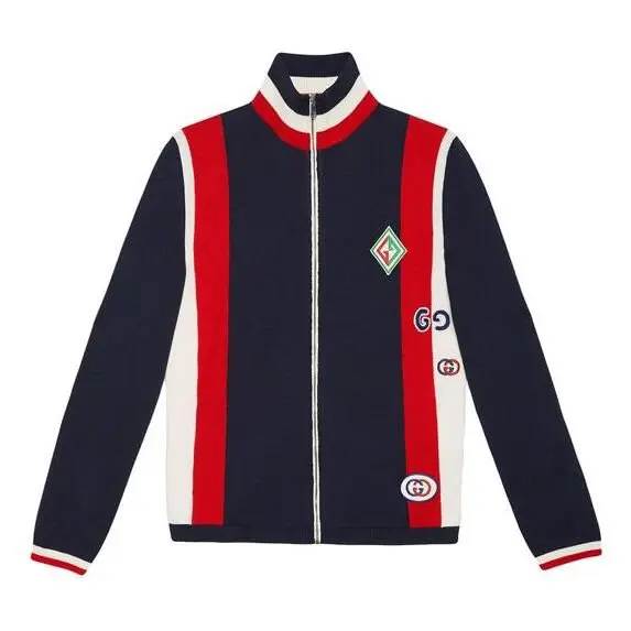 Gucci Wool Knitting Aviator Jacket - Blue