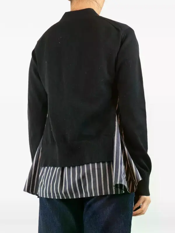 Sacai Layered-design Striped-panel Cardigan