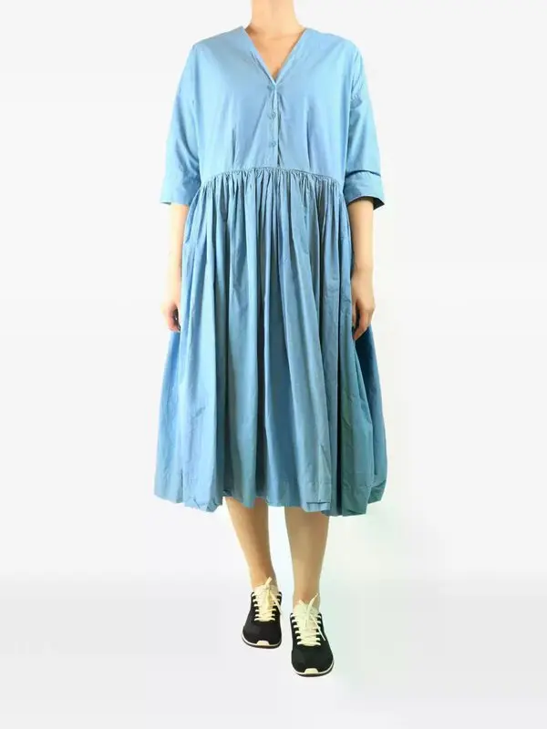 CASEY CASEY Gathered V-neck Midi Dress
