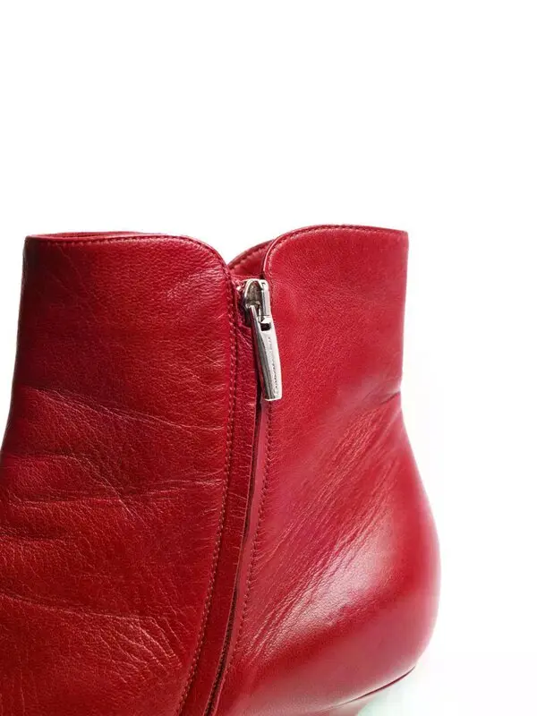 GIANVITO ROSSI Burgundy Leather Pointed Toe Ankle Boots
