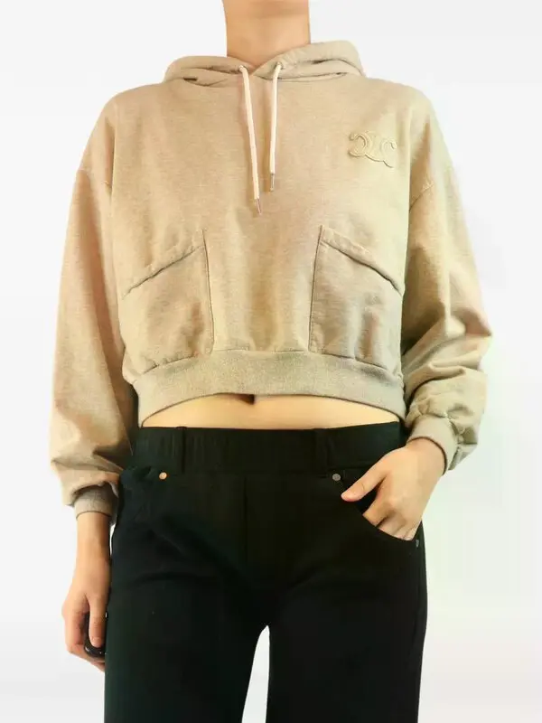 Celine Triomphe Patch Cropped Hoodie