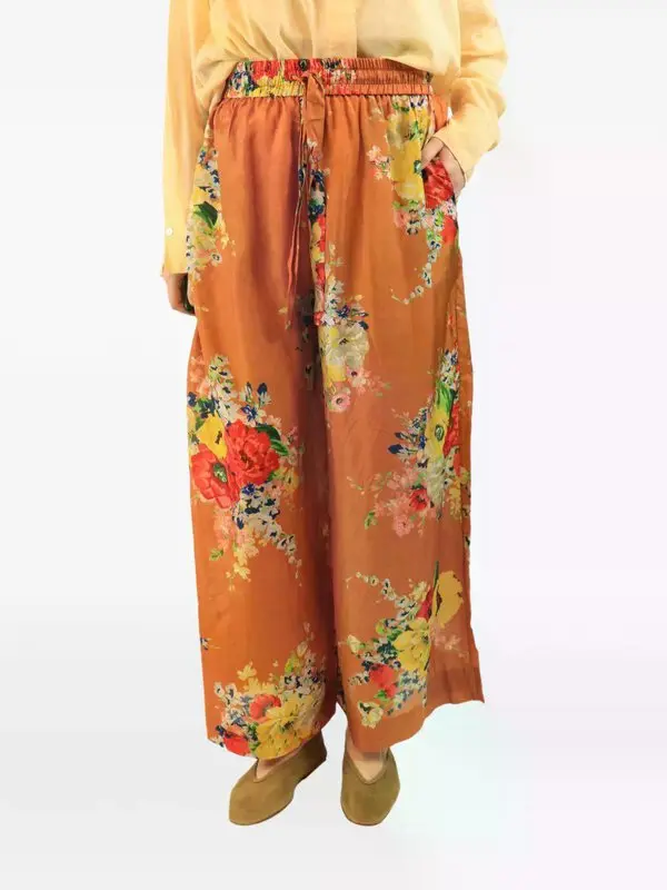 Zimmermann Silk Floral Print Wide-leg Trousers