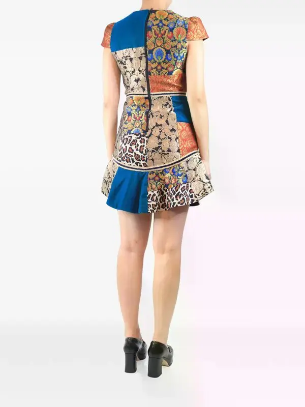 Alice + Olivia Jacquard Patchwork Mini Dress