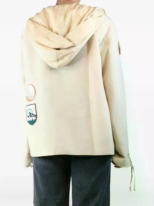JIL SANDER Cream Wool Drawstring Hood Zip-up Jacket