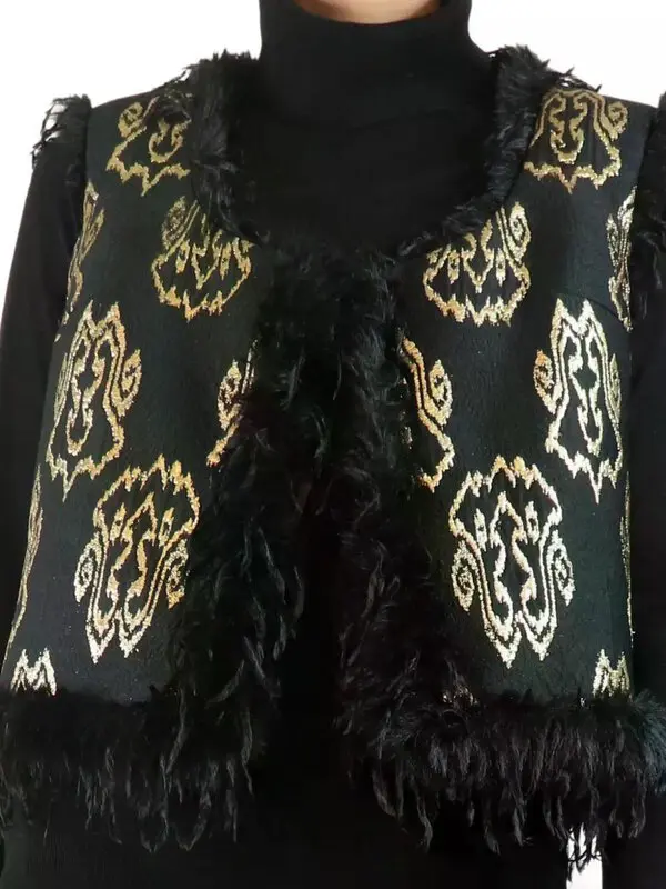 Giambattista Valli Embroidered Feather-trim Gilet - Black
