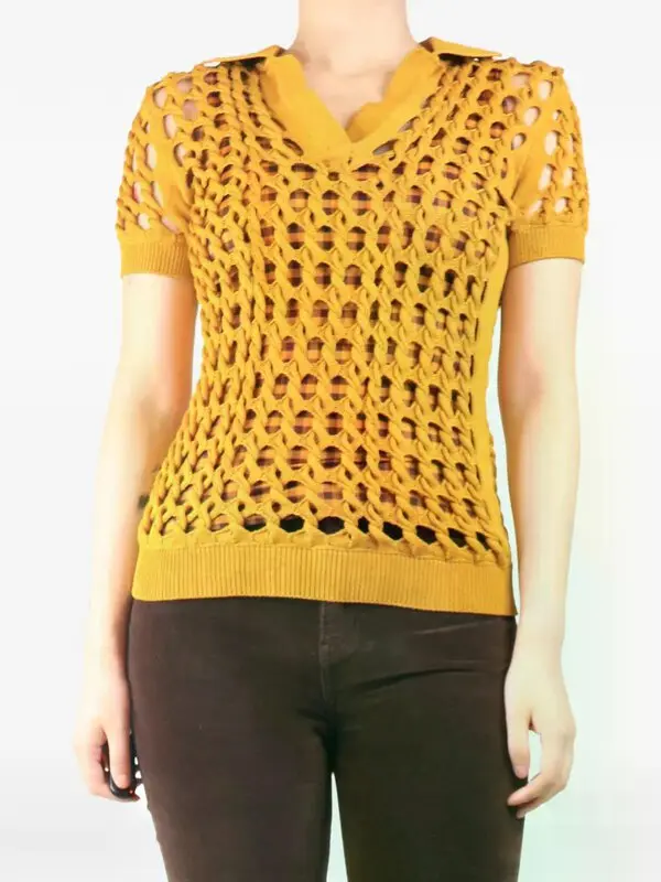 Fendi Crochet Knit Polo Shirt