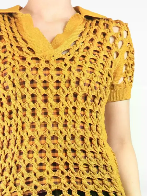 Fendi Crochet Knit Polo Shirt