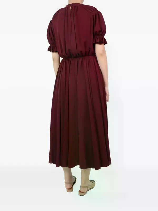 EMILIA WICKSTEAD Burgundy Midi Gathered Dress