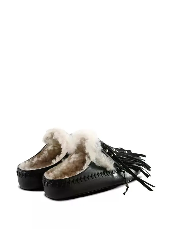 ANN DEMEULEMEESTER Fringe-detail Shearling-lined Mules