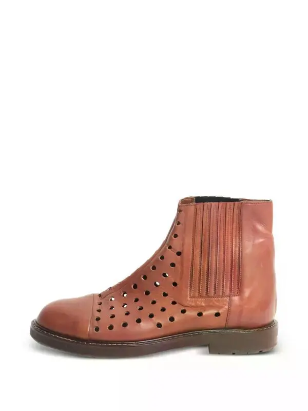 Marni Hole-punched Leather Ankle Boots