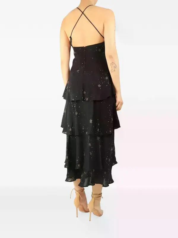 A.L.C. Star-print Tiered Slip Midi Dress