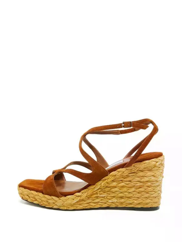 JIMMY CHOO Ayla Raffia Wedge Sandals - Brown