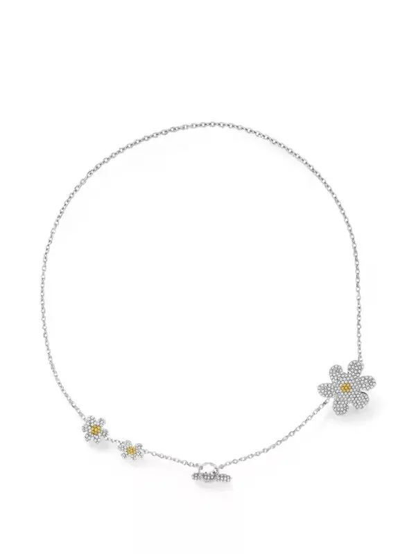 Marni Crystal-embellished Flower Necklace - Silver
