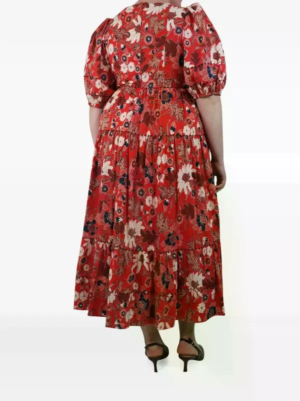 Ulla Johnson Nora Gathered Floral Print Midi Dress