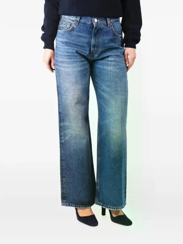 HAIKURE Wide-leg Jeans With Whisker Effect - Blue