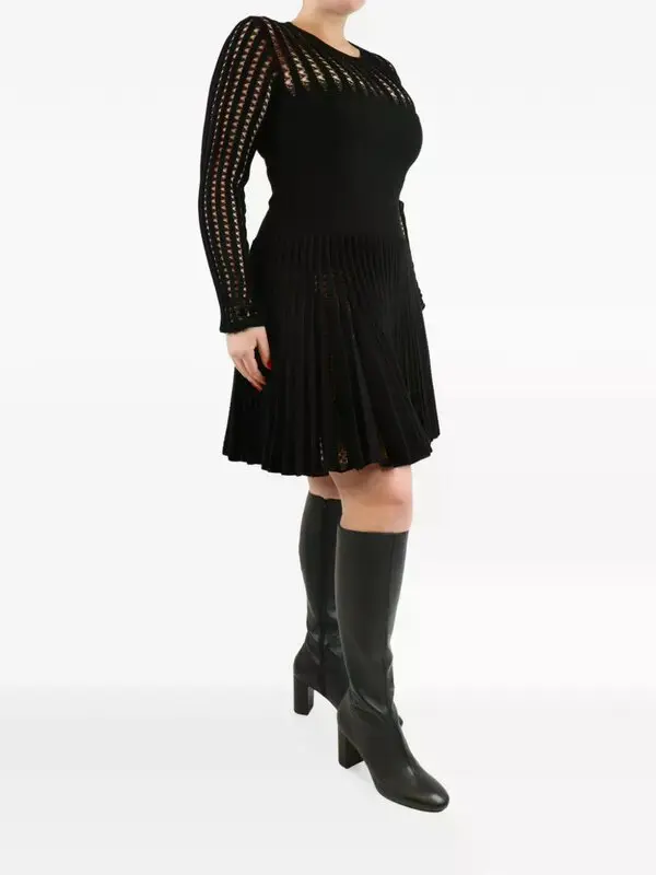 Alaïa Perforated Pleated Knit Dress