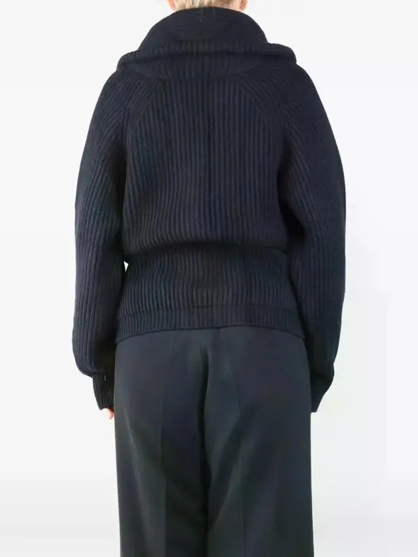 CRIME LONDON Ribbed Shawl-collar Cardigan