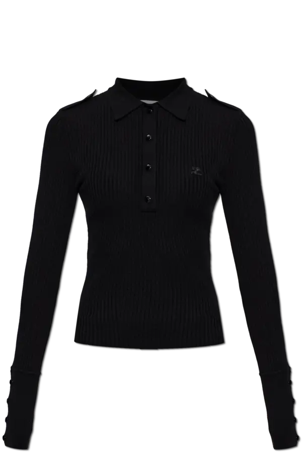 COURREGES Ribbed Polo With Embroidered Logo And Decorative Tabs
