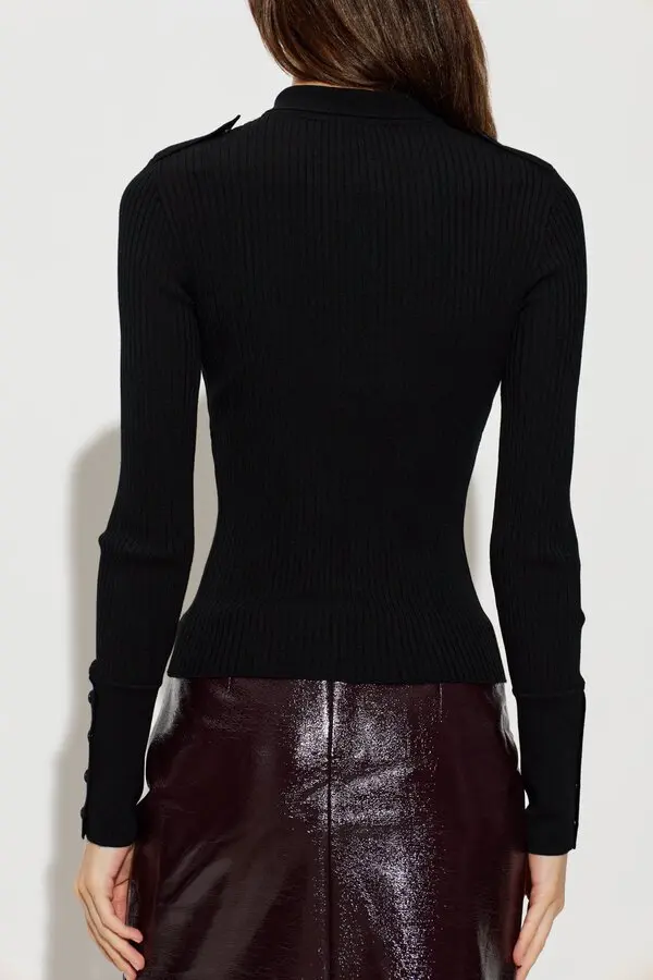 COURREGES Ribbed Polo With Embroidered Logo And Decorative Tabs
