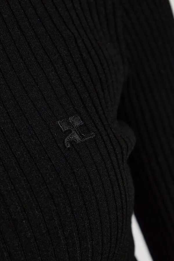 COURREGES Ribbed Polo With Embroidered Logo And Decorative Tabs