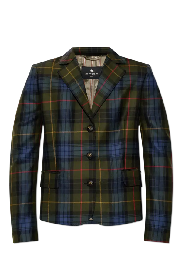 Etro Wool Blazer With Check Pattern