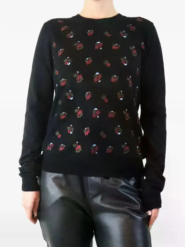 Mulberry Embroidered Wool Crew Neck Sweater