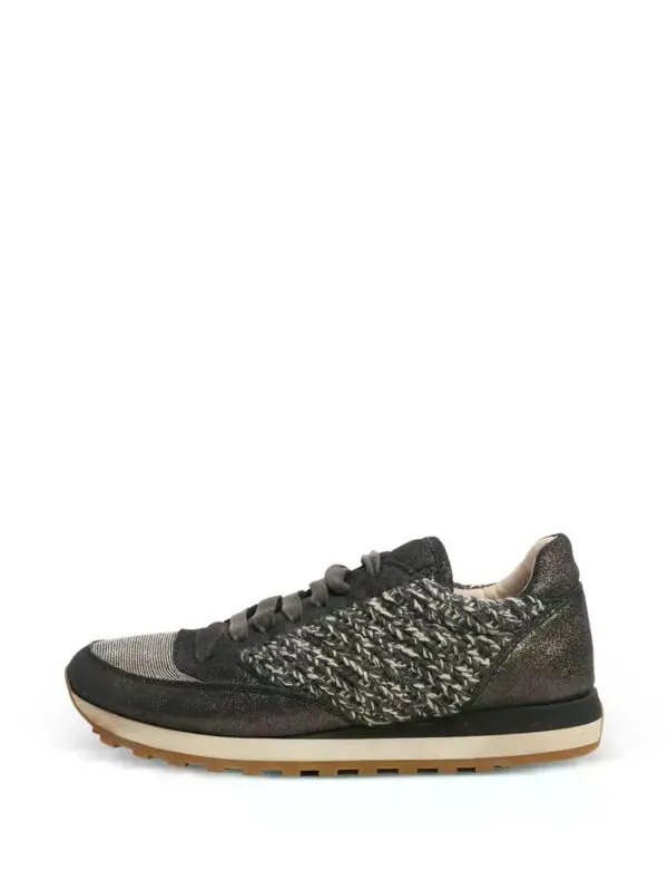 Brunello Cucinelli Sparkly Tweed Lace-up Sneakers